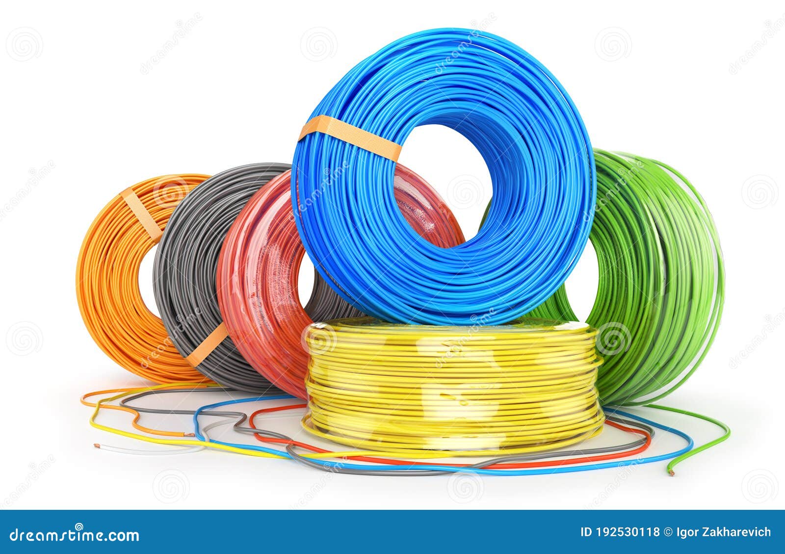 Color Cable Coils on a White Background. Stock Illustration ...
