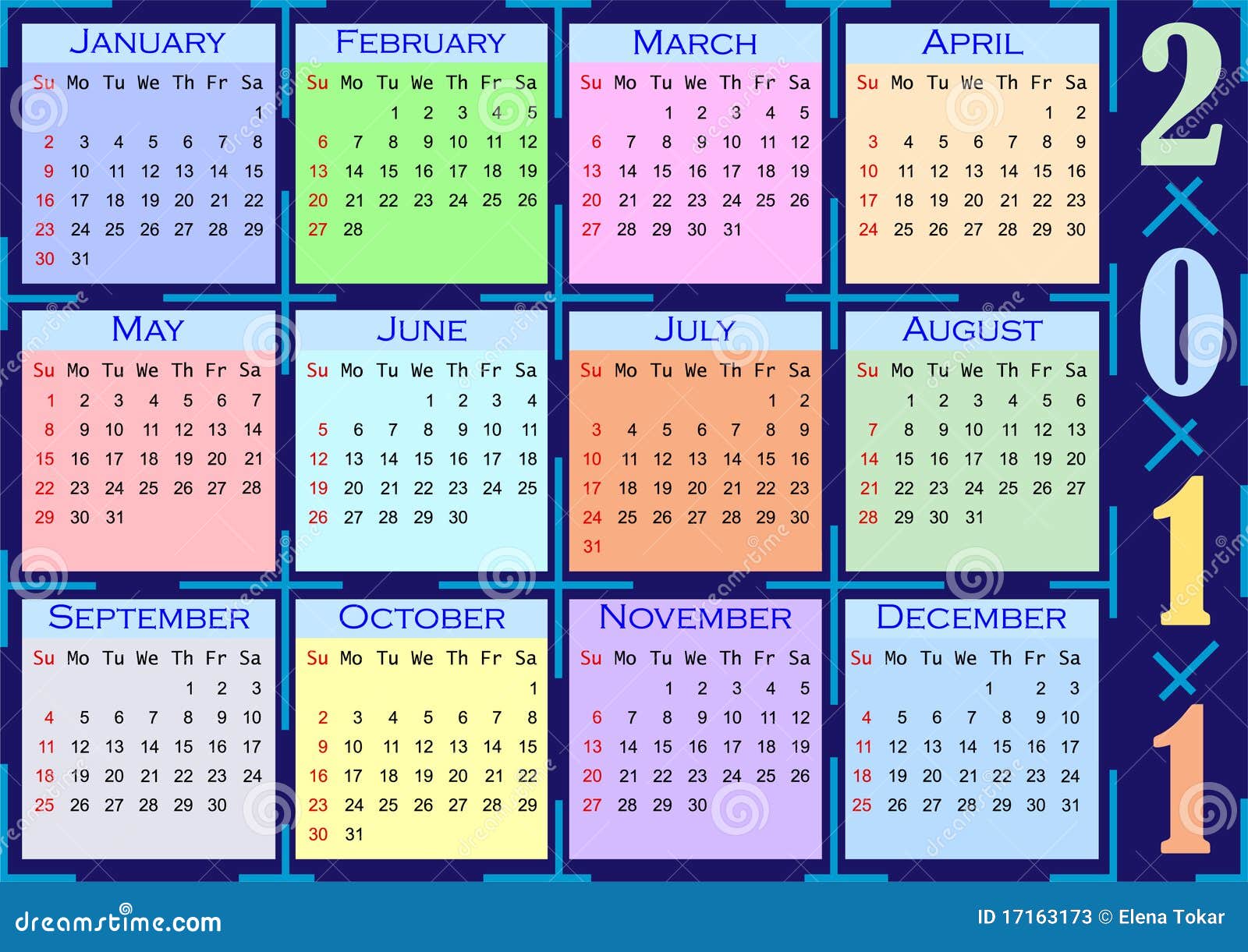 Color calendar 2011 stock vector. Illustration of vector - 17163173