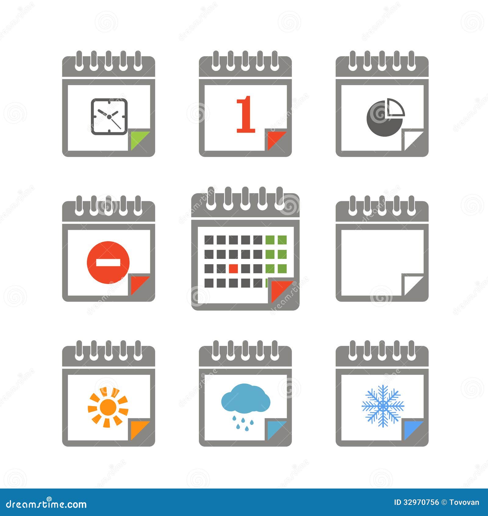 Color Calendar Icons Collection Stock Vector - Illustration of diary ...