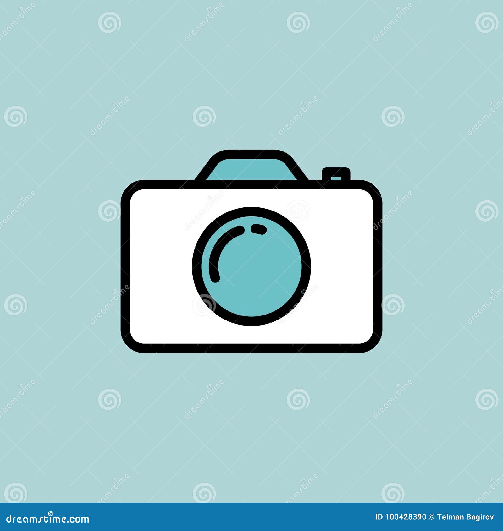 Camera Icon on Blue Background Stock Illustration - Illustration of ...