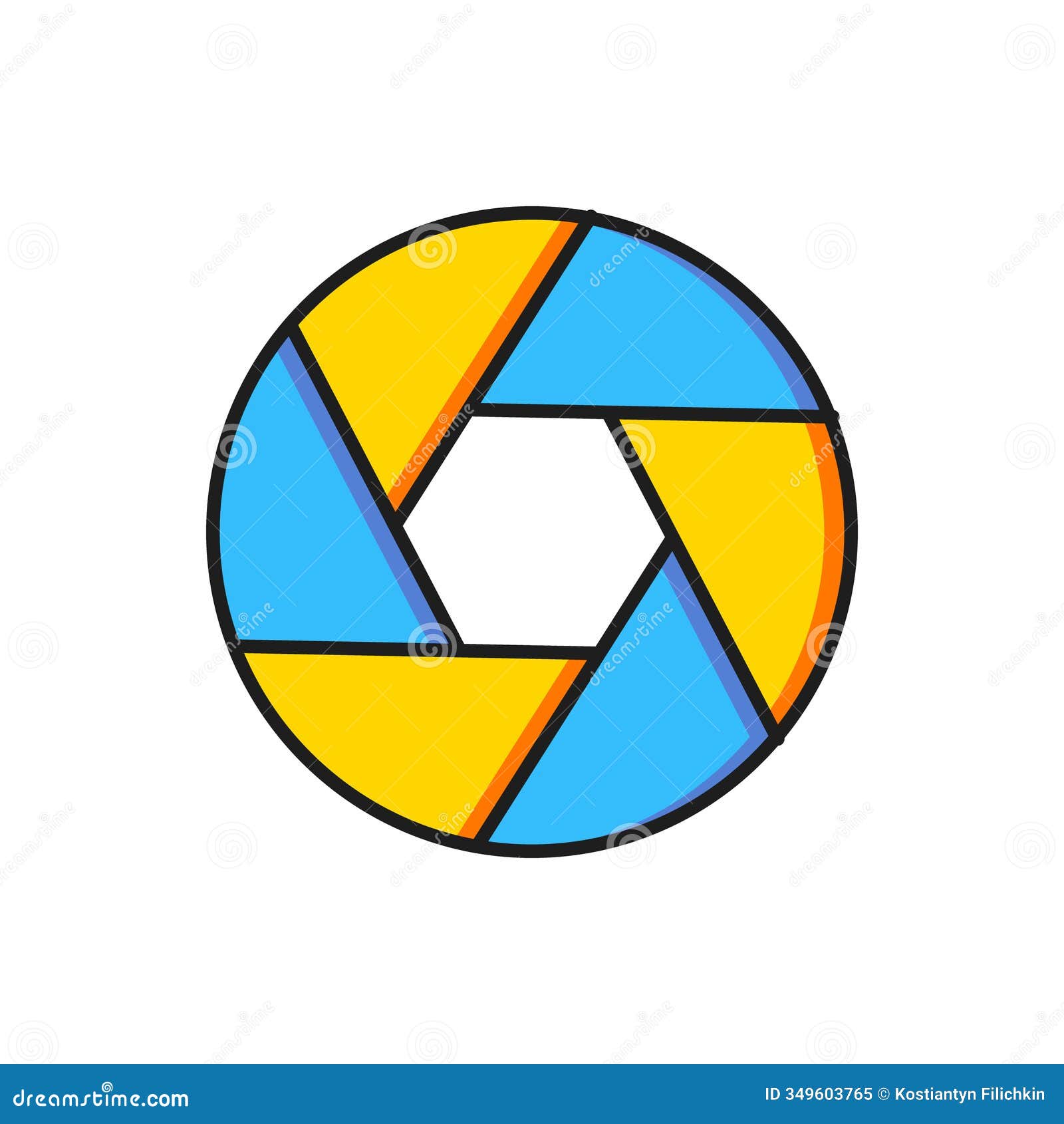 Color Camera Shutter Icon Isolated on White Background. Flat Filled ...