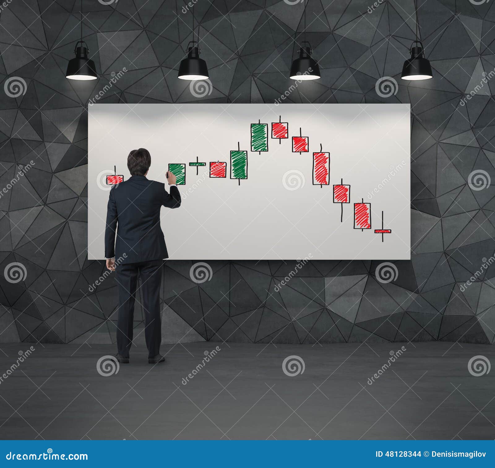 Color Candlestick Chart on Placard Stock Photo - Image of graph ...