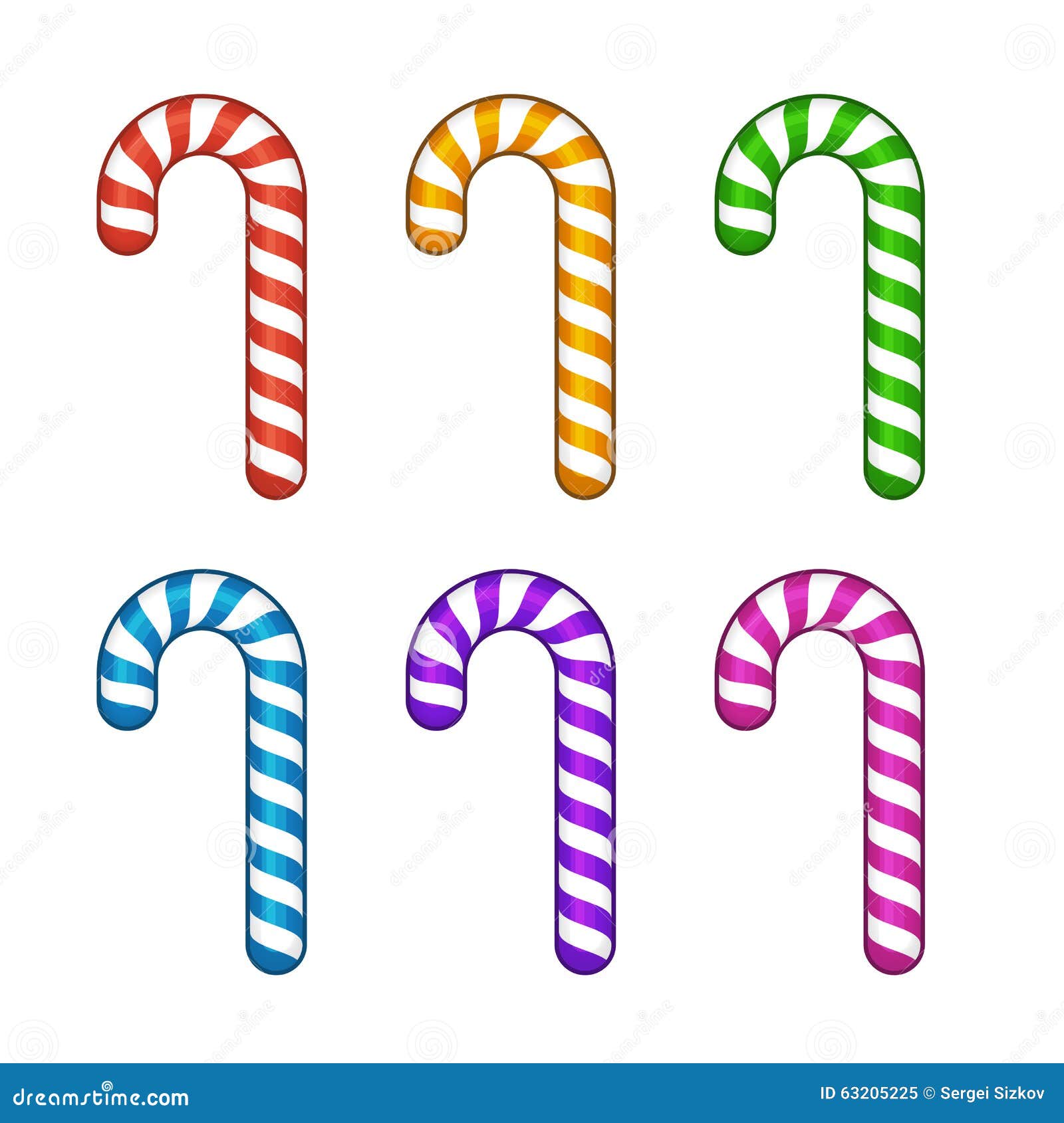 Color Candy Cane Set Isolated on White Background Stock Vector ...