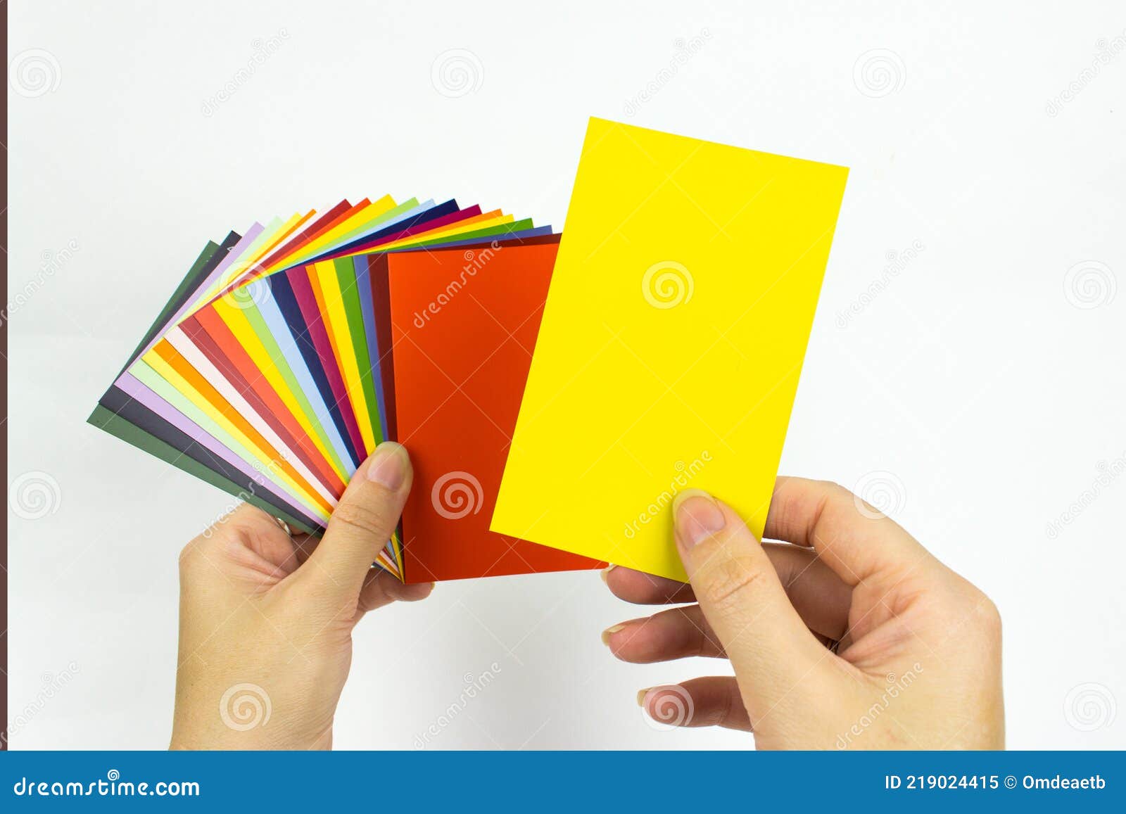 Color Card Paint Samples in Hands. Palette of Paints for Repair in the ...