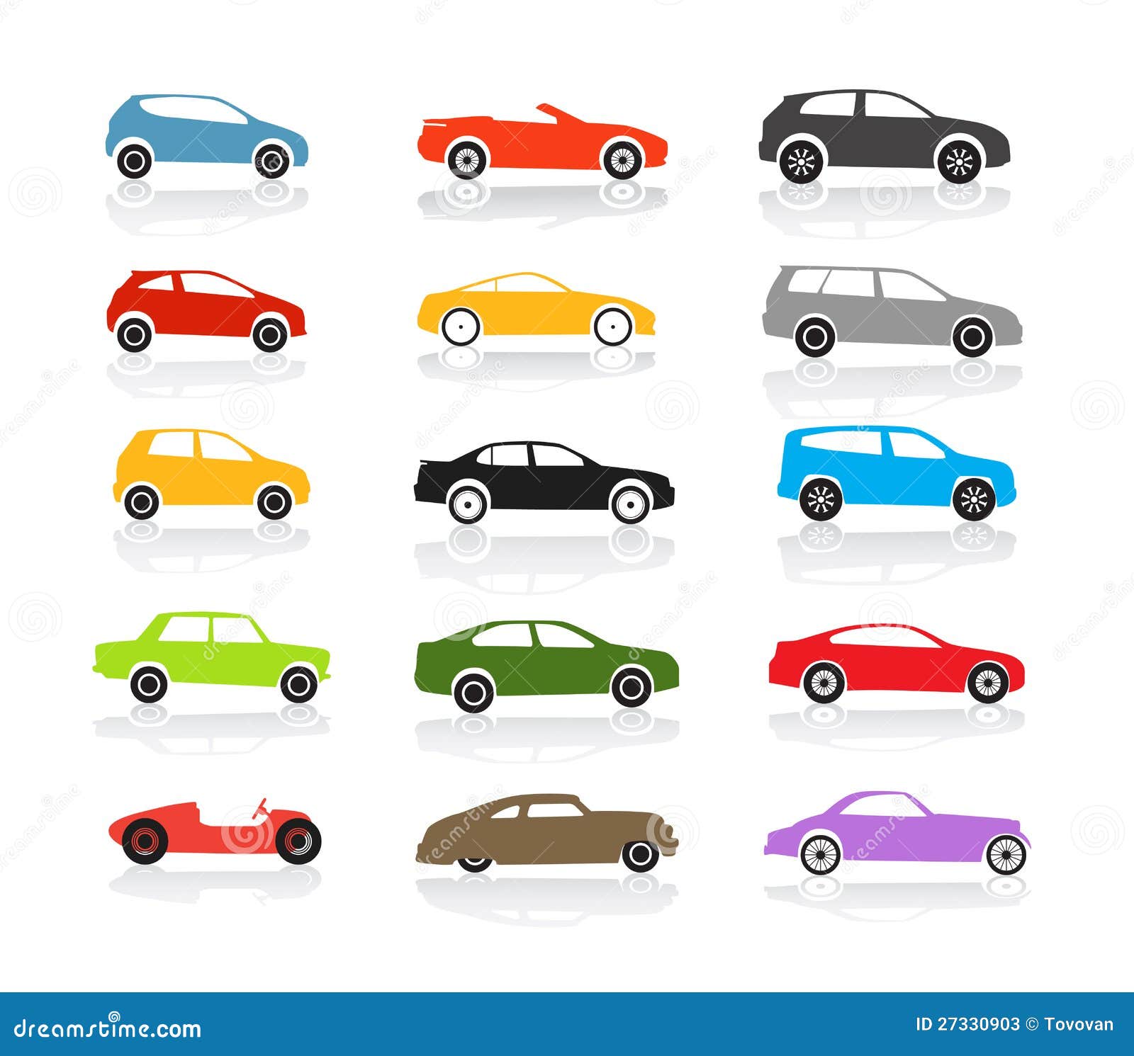 Color cars collection stock vector. Illustration of blue - 27330903