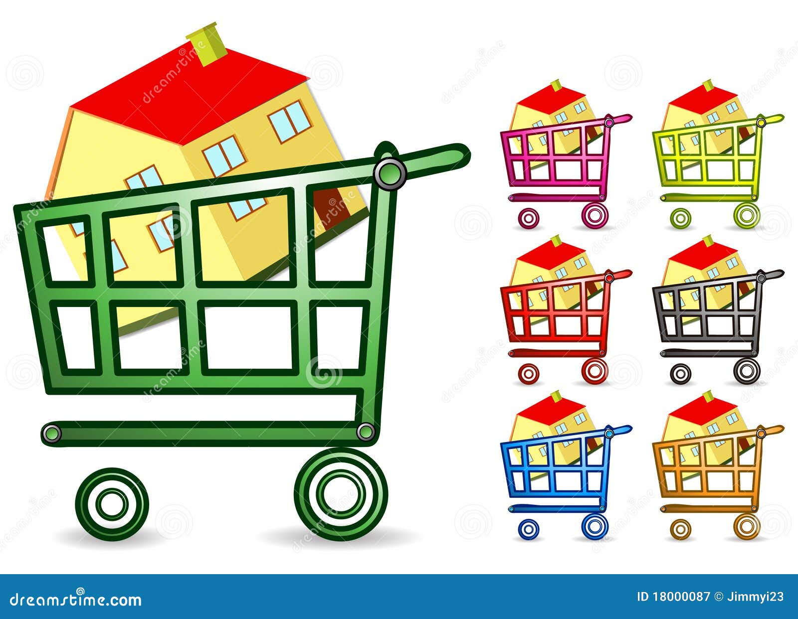 Color cart with house icon stock illustration. Illustration of outlet ...