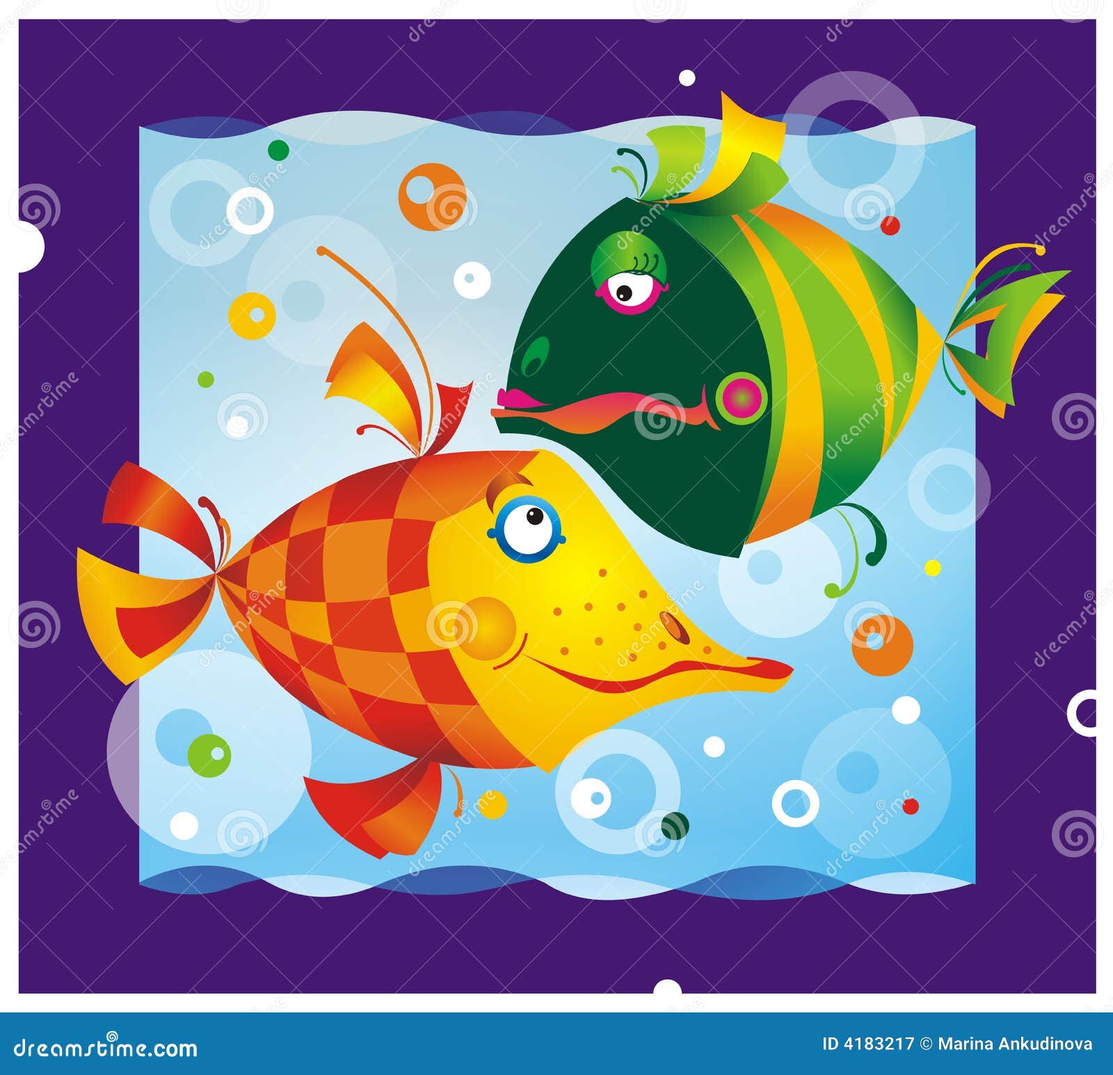 Color cartoon fish stock illustration. Illustration of aquarium - 4183217