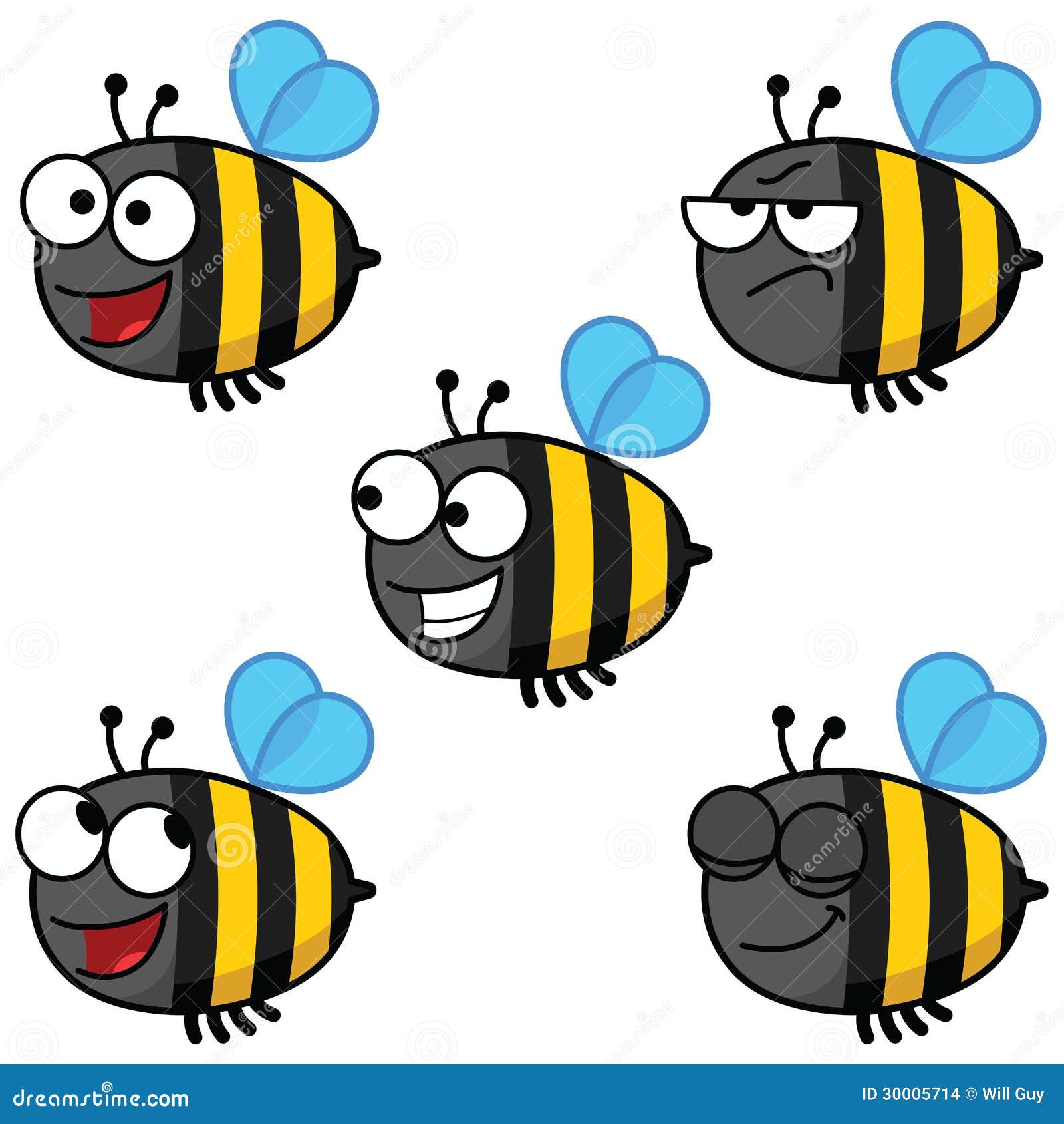 Set of Cartoon Bees-Color stock illustration. Illustration of insect ...