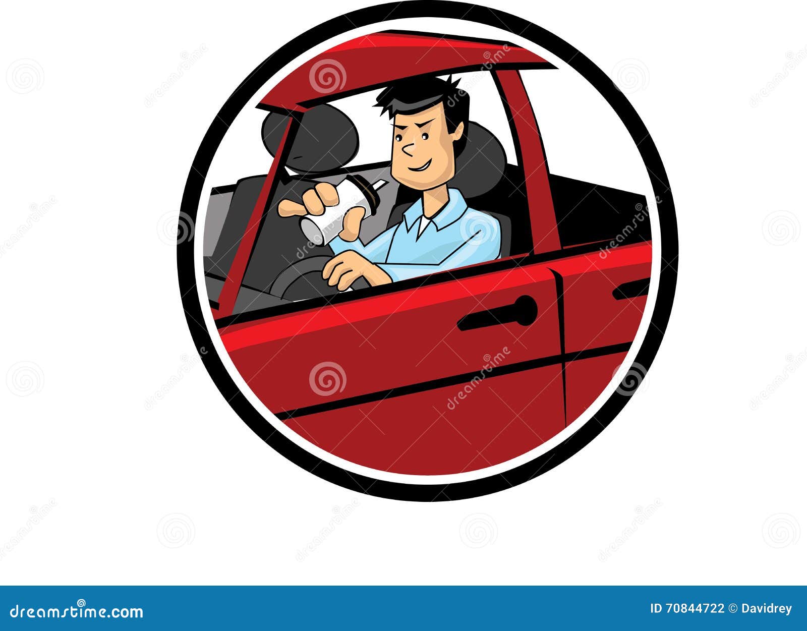 Color Cartoon of a Man Drinking and Driving Stock Illustration ...