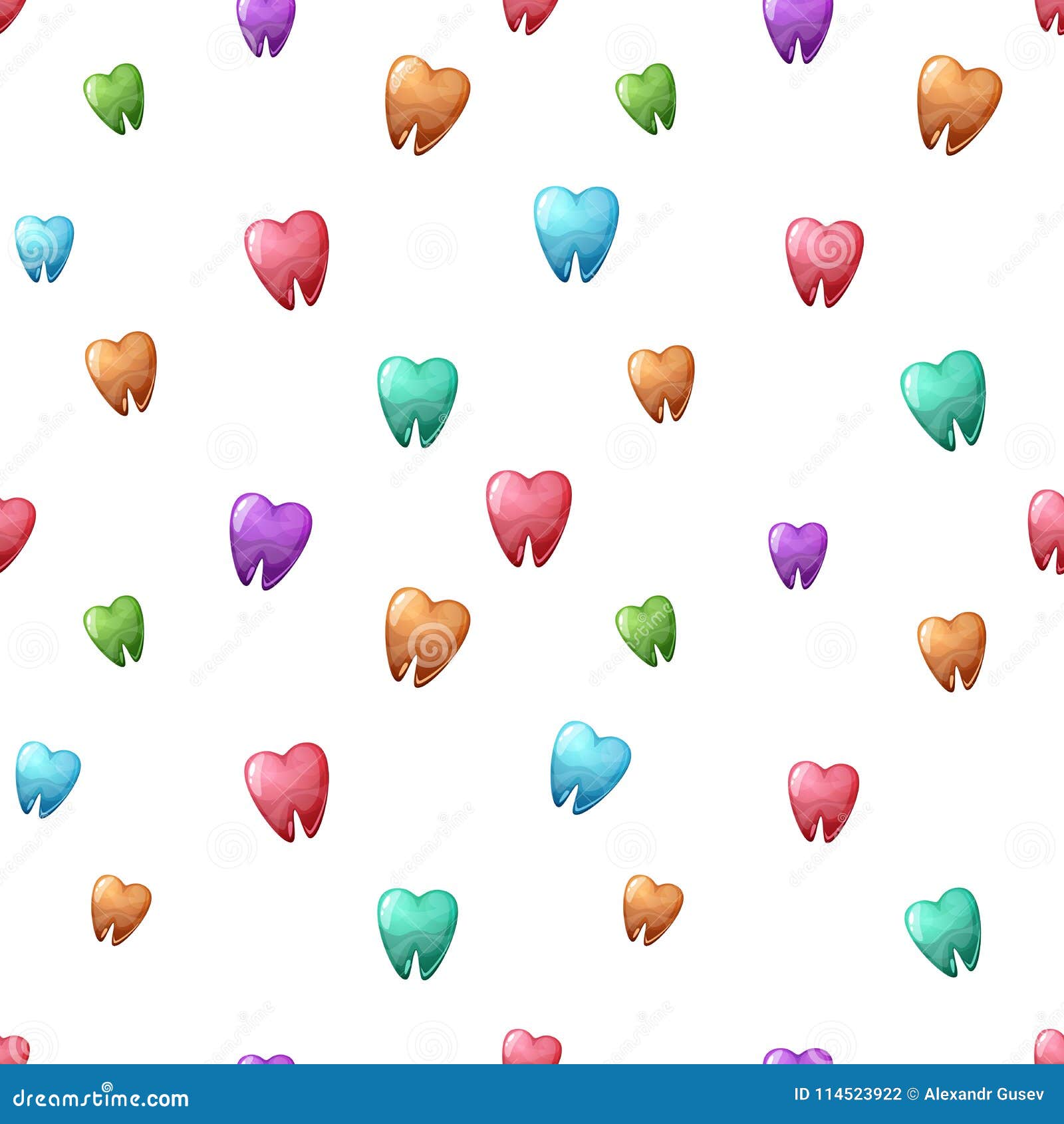 Tooth Seamless Pattern. Four Different Types Of Teeth. Vector ...