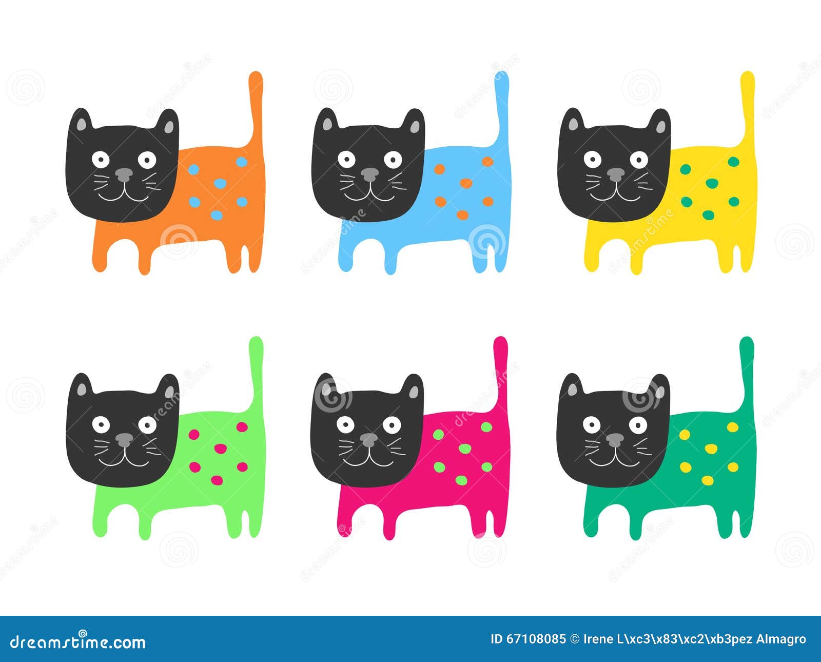 Color cats set stock vector. Illustration of decorative - 67108085