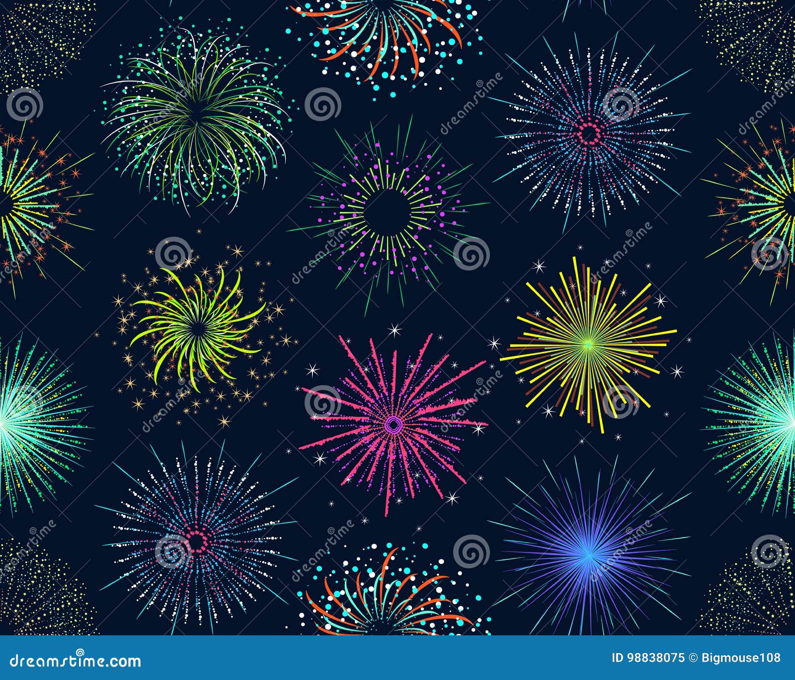 Color Celebration Fireworks Background Pattern. Vector Stock Vector ...