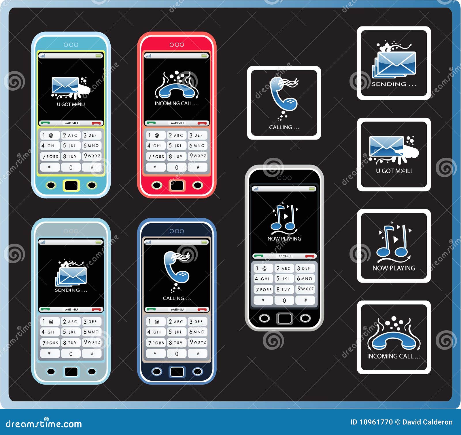 Color Cell Phones stock vector. Illustration of cool - 10961770