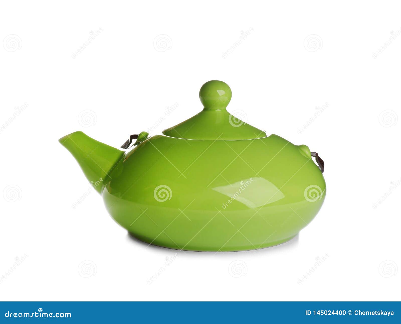 Color Ceramic Tea Pot on White Stock Photo - Image of green, tableware ...