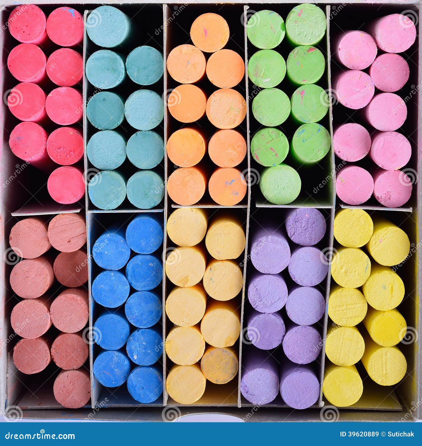 Color chalk in box stock image. Image of pastel, learning - 39620889