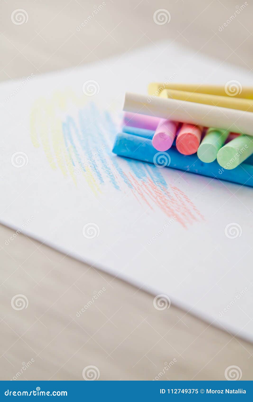 Color chalk for drawing stock image. Image of chalkboard - 112749375