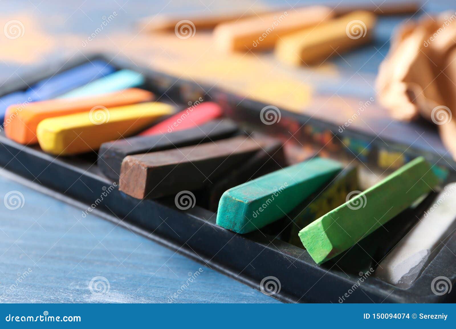 Color Chalks of Professional Artist on Table Stock Photo - Image of ...