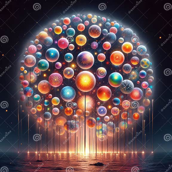 Color Changing Shells Large, Spherical Fireworks that Stock Image ...
