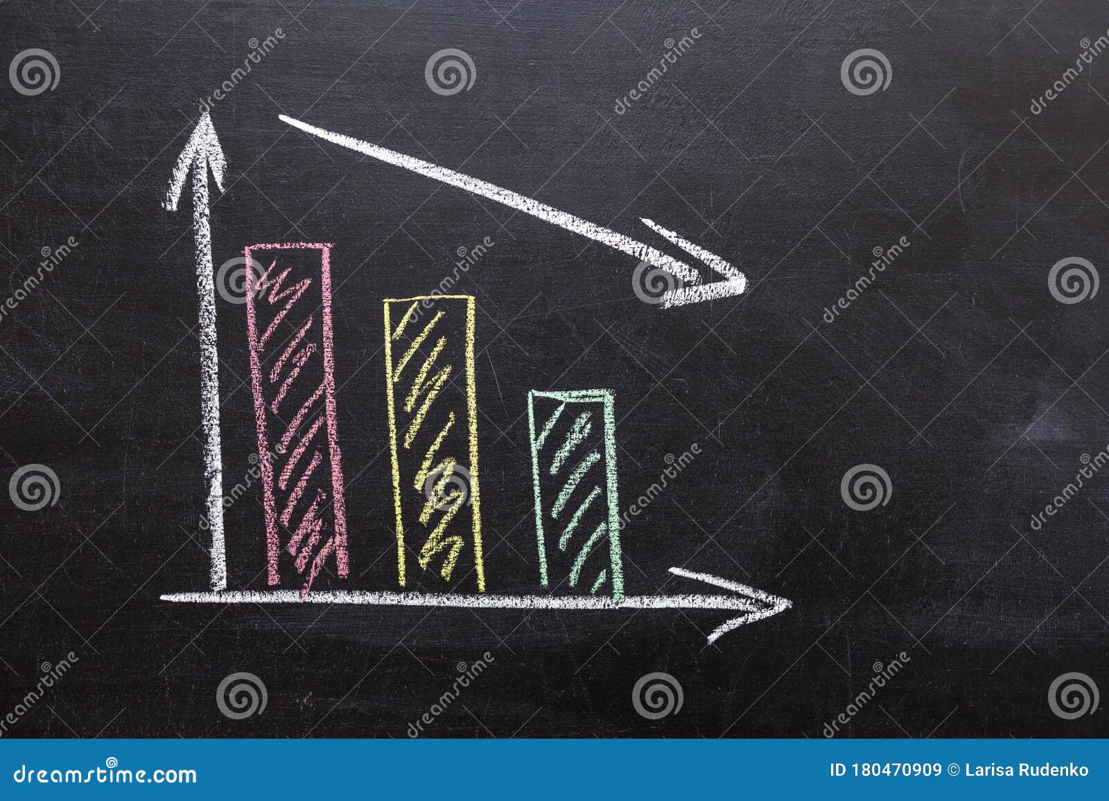 A Color Chart with Three Decreasing Columns. Concept of Economic Crisis ...