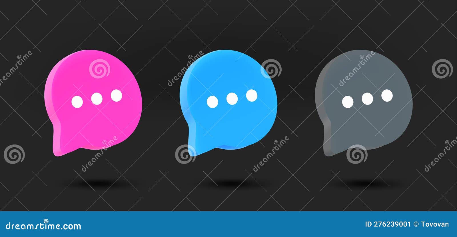 Color Chat Icons Collection. 3d Vector Isolated on Black Background ...