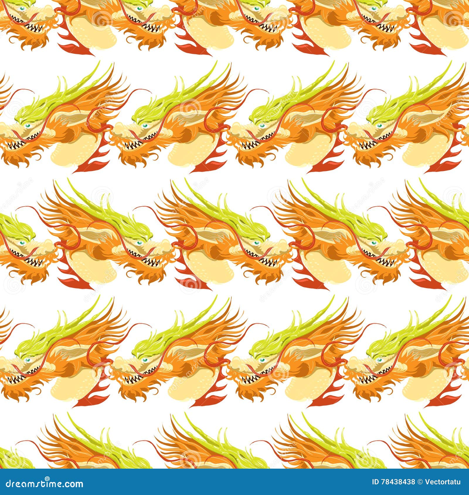 Color Chinese Dragon Seamless Pattern Stock Vector - Illustration of ...