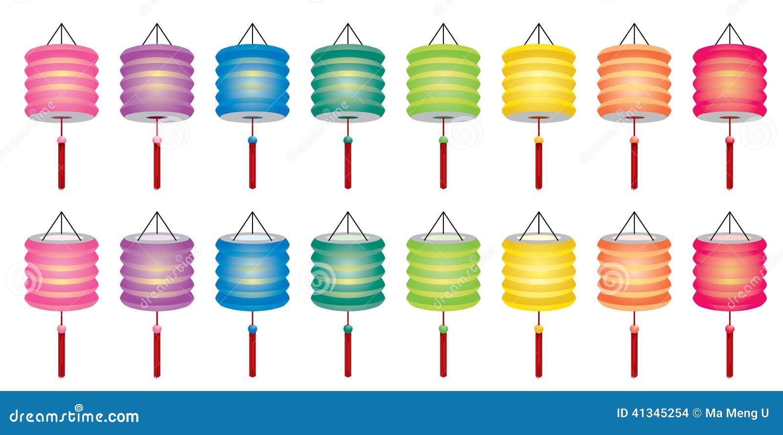 Color Chinese Paper Lanterns Set Stock Vector - Illustration of black ...