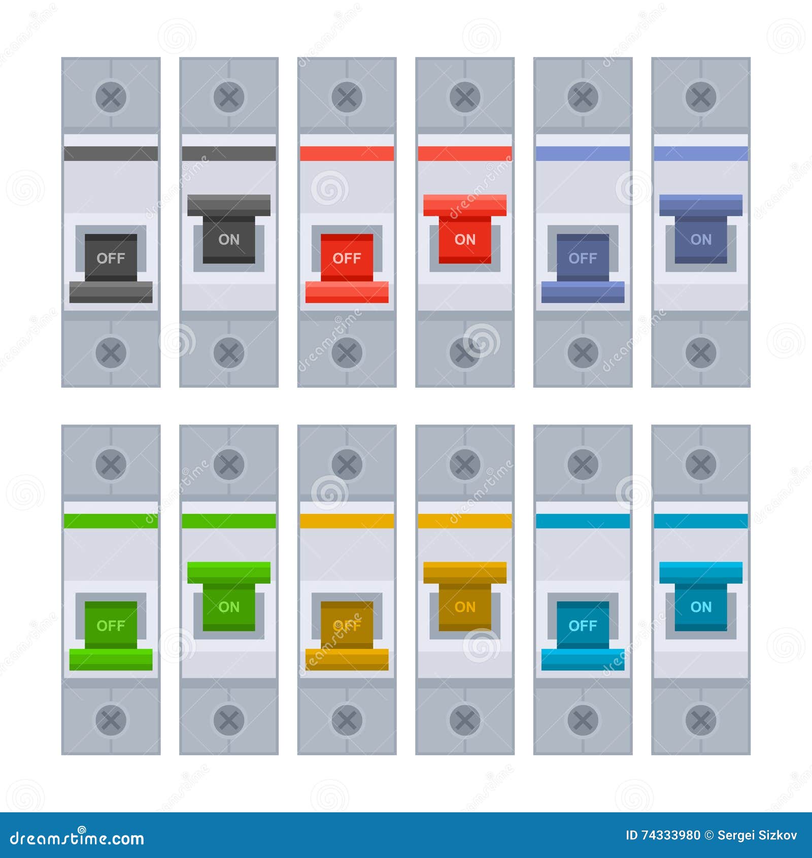 Color Circuit Breakers Set on White Background. Vector Stock Vector ...