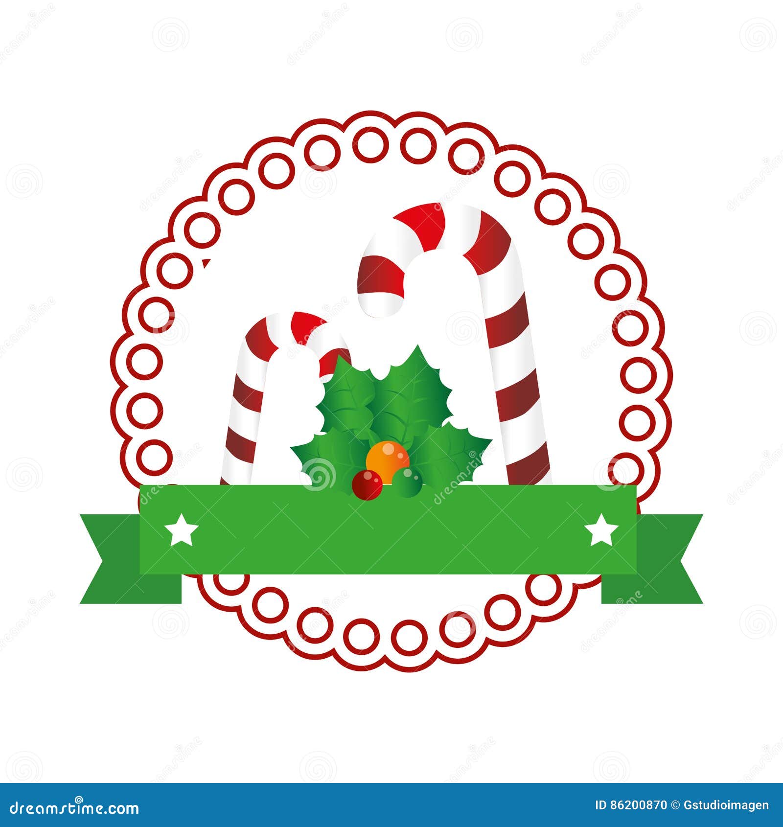 Color Circular Emblem with Christmas Candy Cane Stock Vector ...