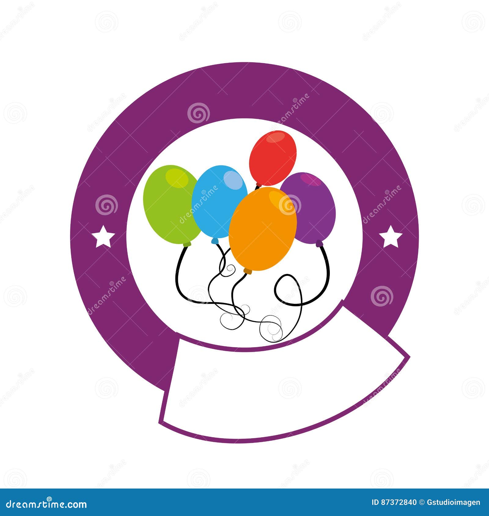Color Circular Emblem with Party Balloons Stock Vector - Illustration ...