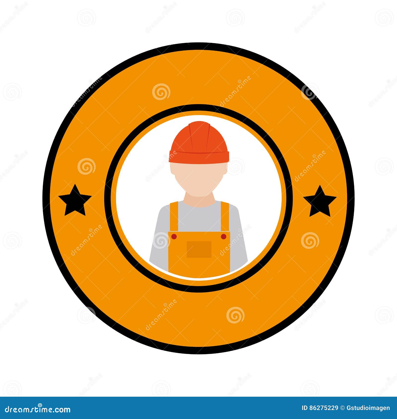 Color Circular Emblem with Worker with Helmet Stock Vector ...