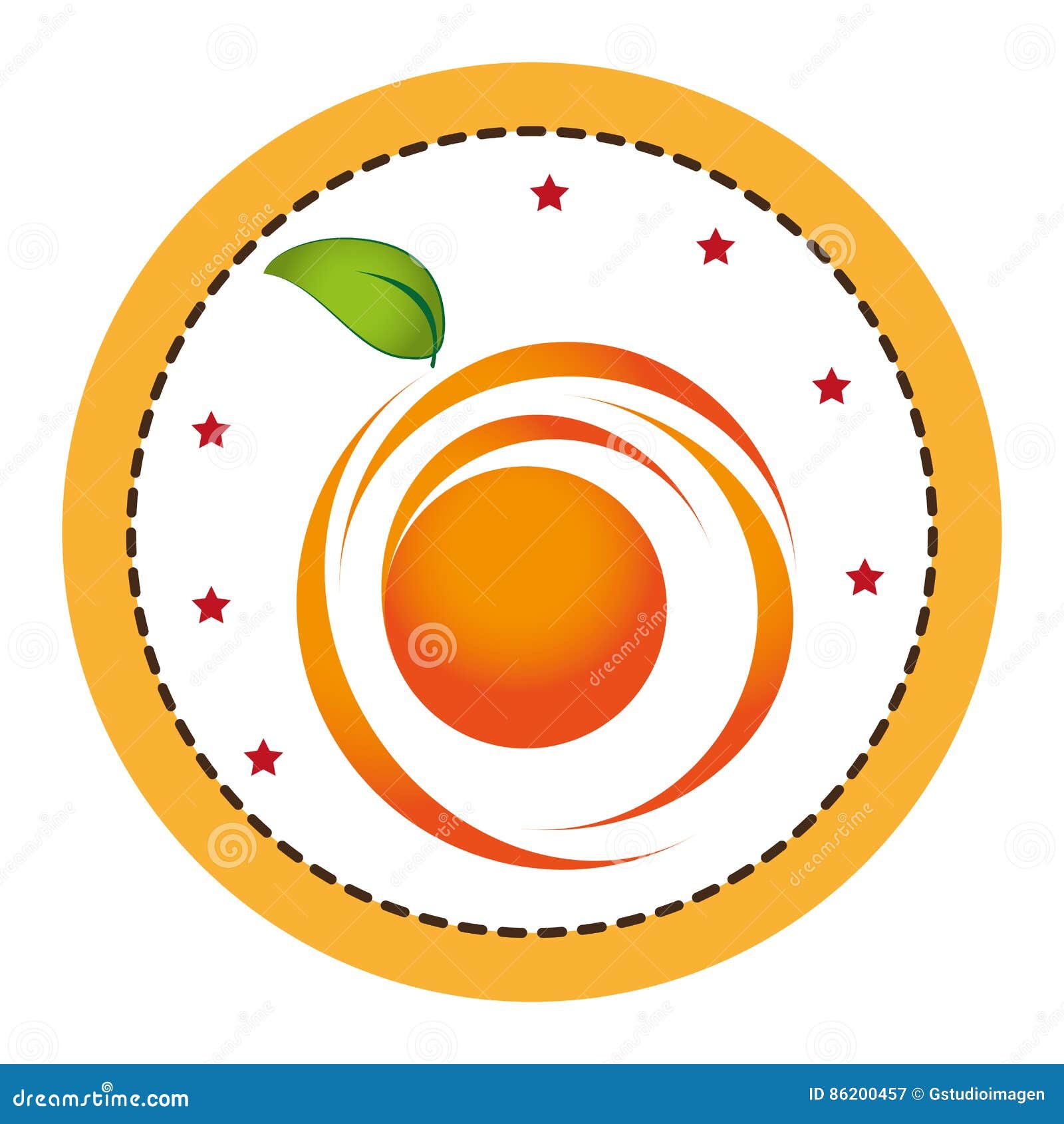 Color Circular Frame with Abstract Orange Fruit Stock Vector ...