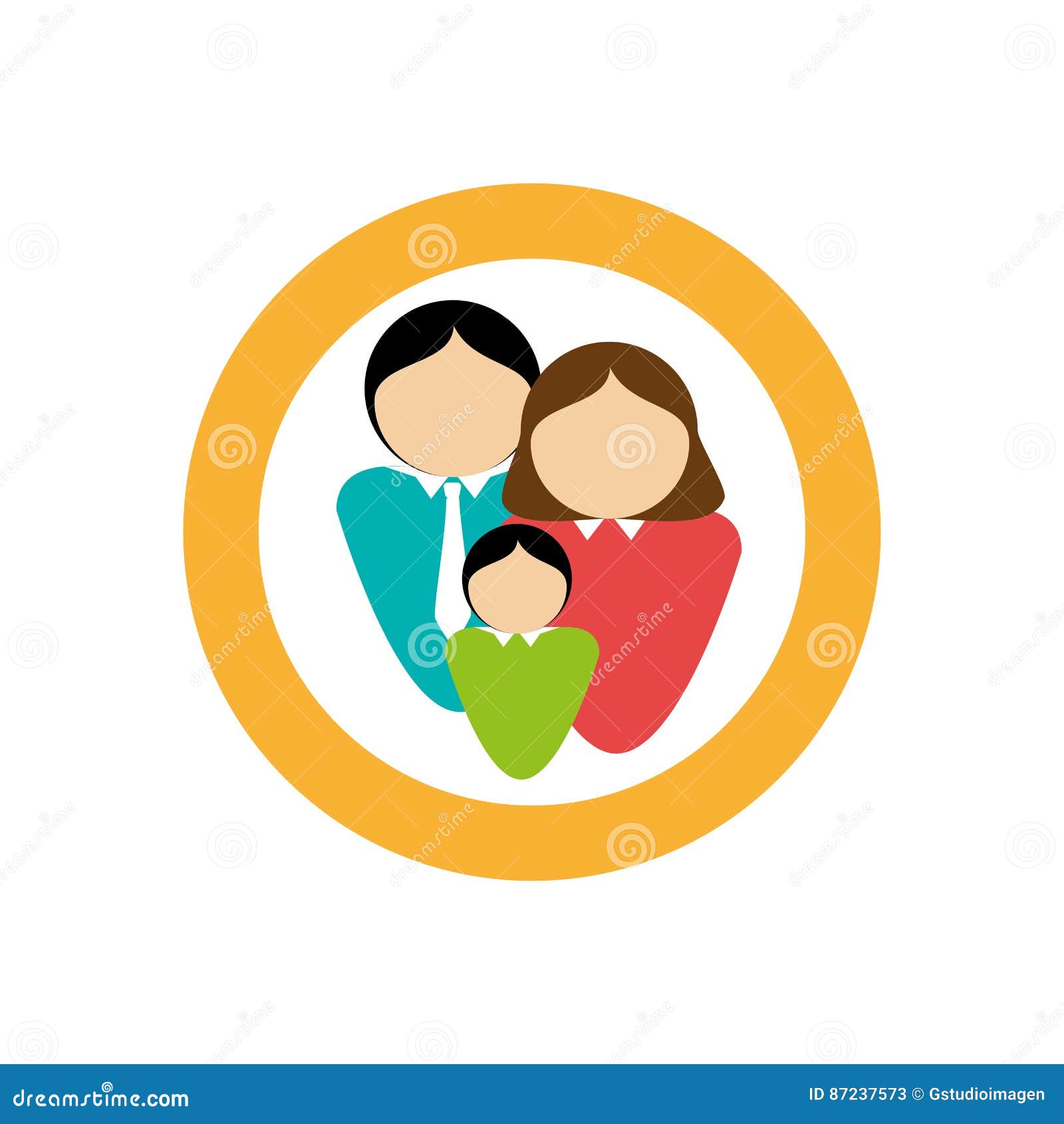 Color Circular Frame with Family in Half Body Faceless Stock Vector ...