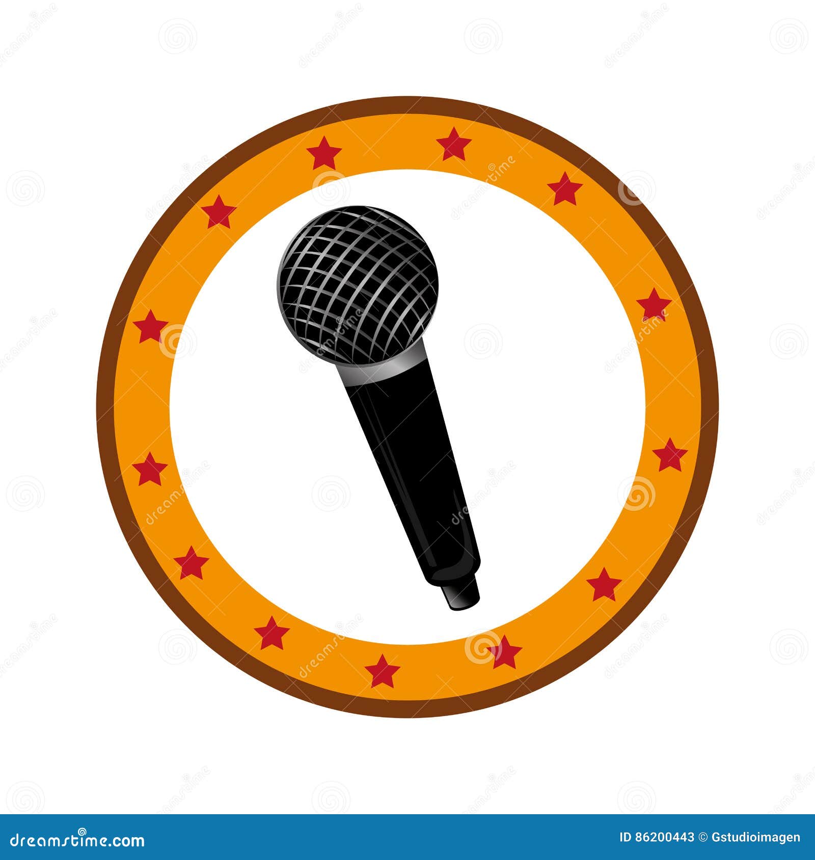 Color Circular Frame with Microphone Stock Vector - Illustration of ...