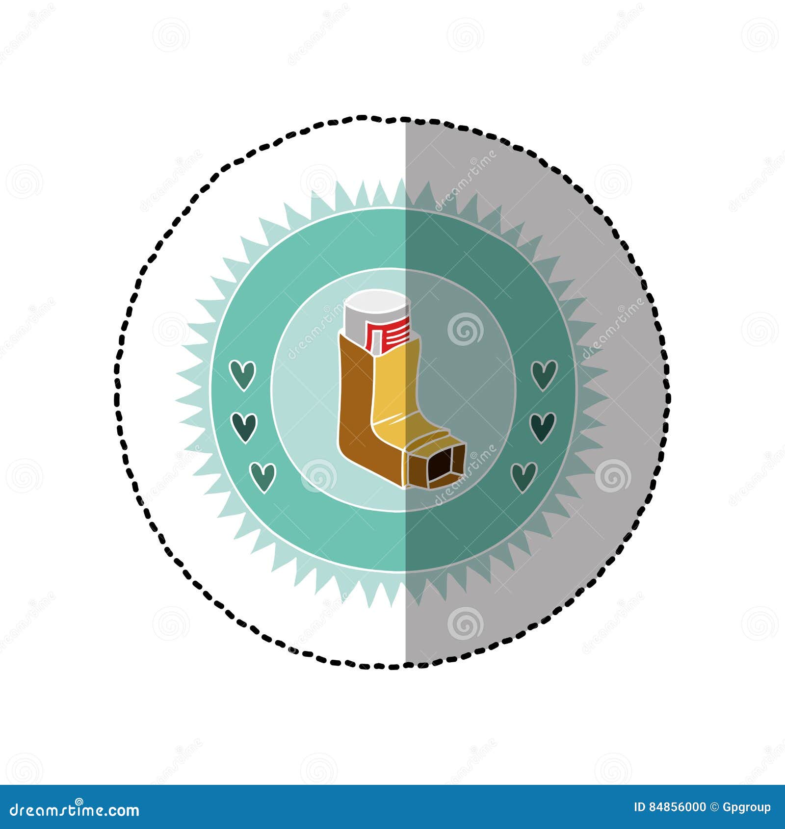 Color Circular Frame with Middle Shadow Sticker with Asthma Inhaler ...