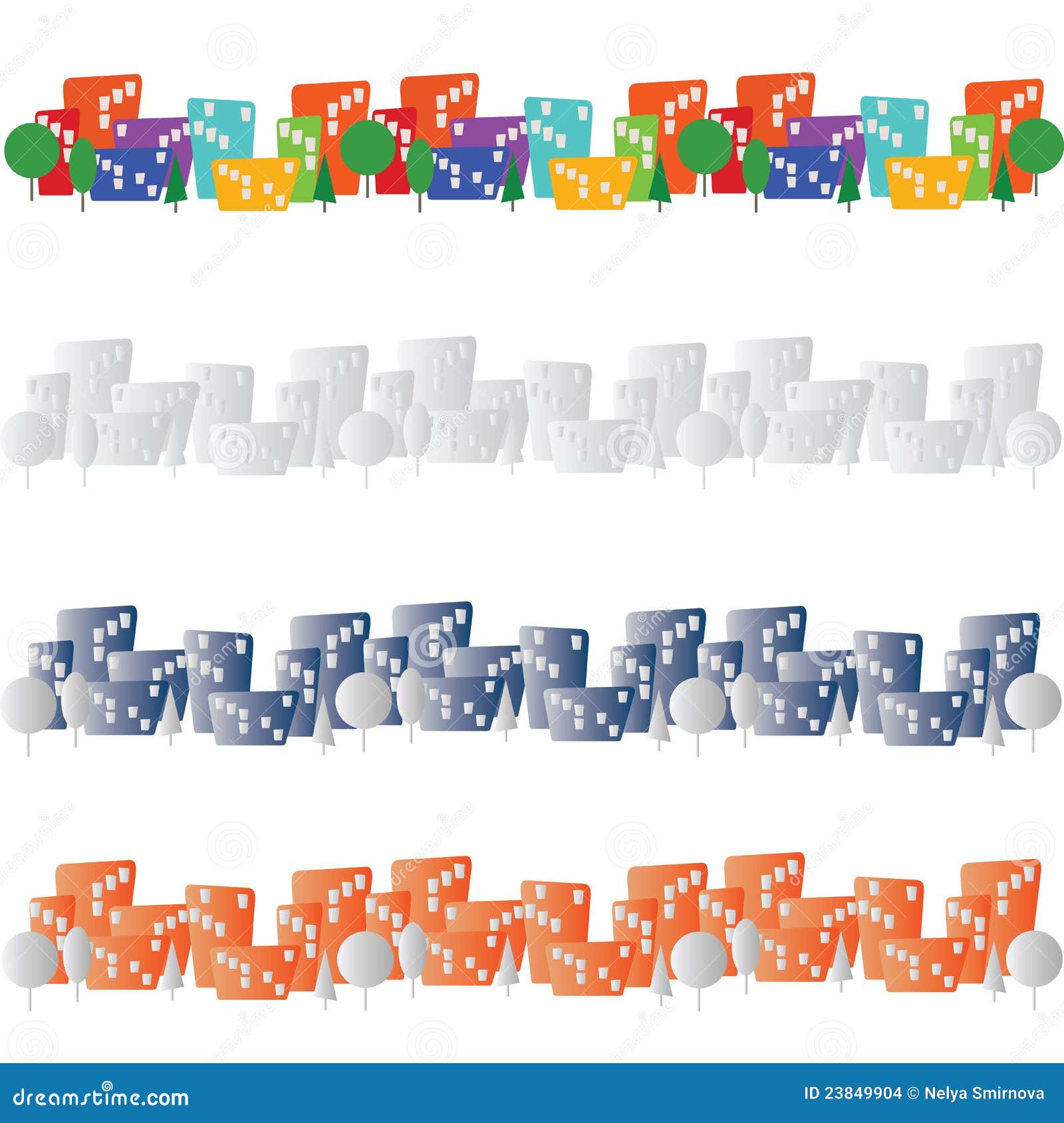 Color cities stock vector. Illustration of trees, living - 23849904