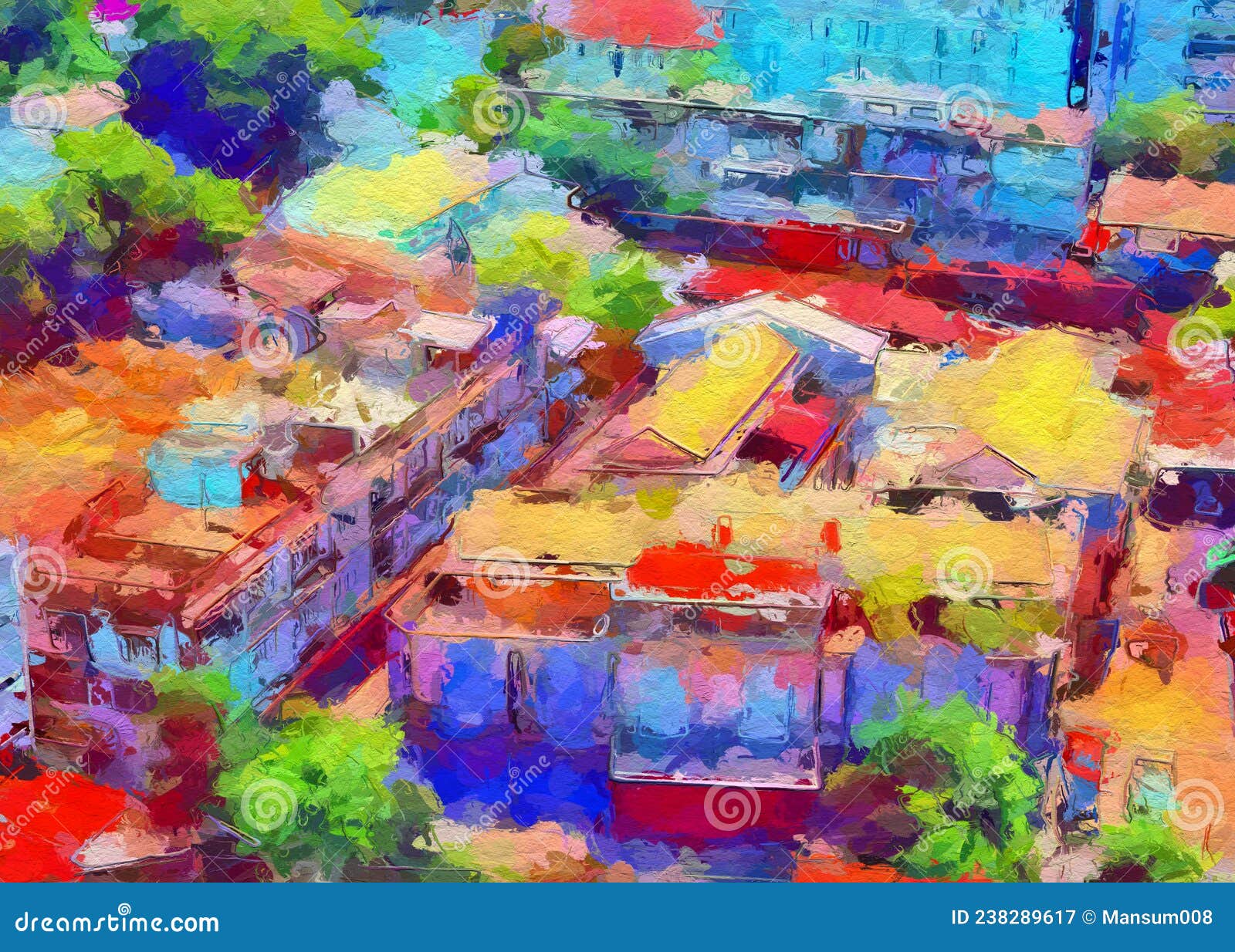 A Rugged Cityscape With An Immense Farm Jutting Up Through The Skyline ...