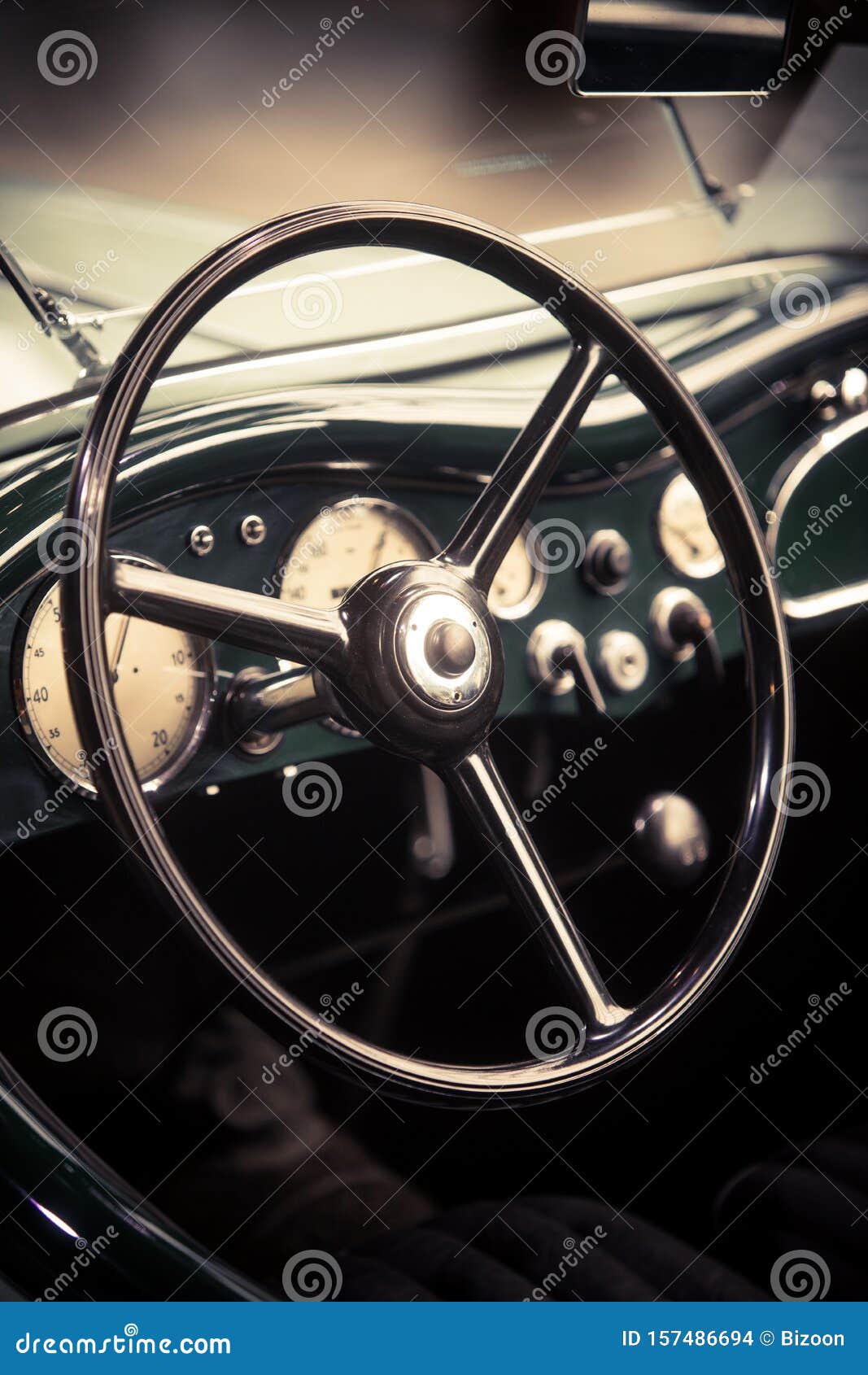 Steering Wheel of an Old Classic Car Stock Photo - Image of ancient ...