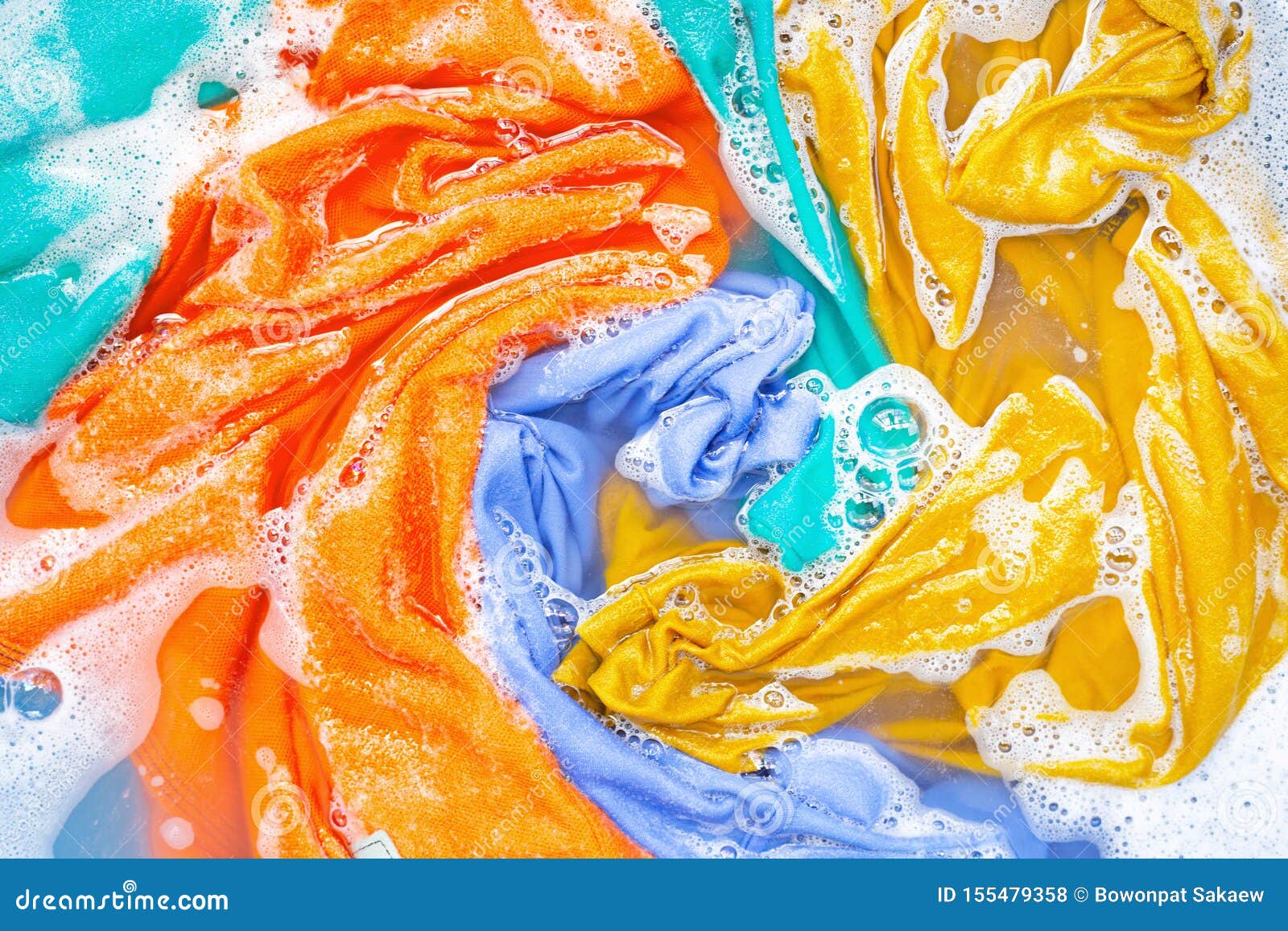 Color Clothes Soak before Washing Stock Photo - Image of bubble, bowl ...