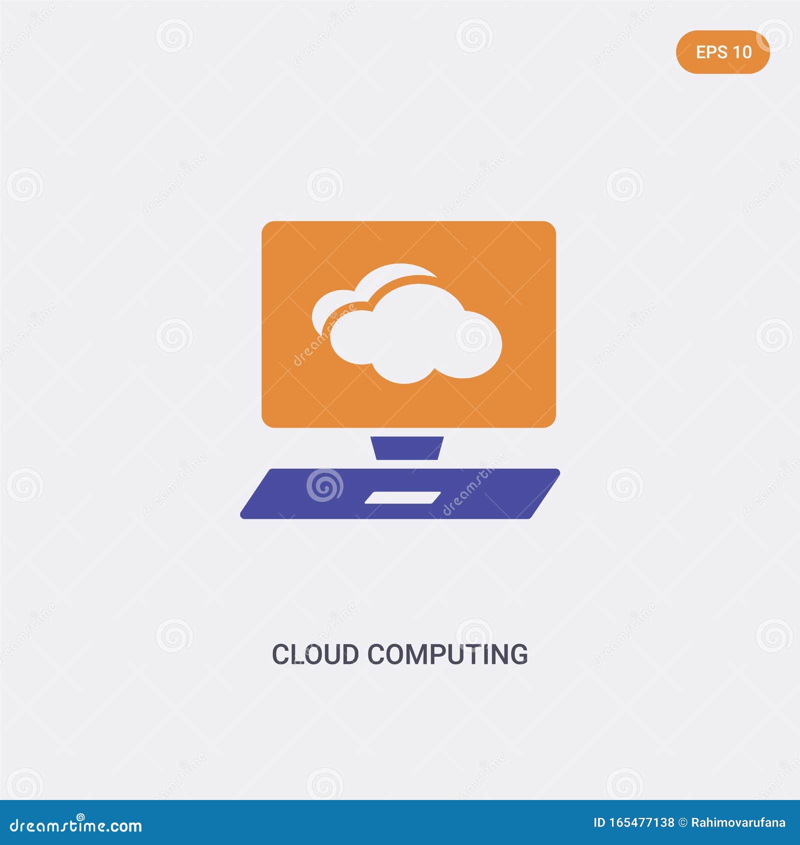 2 Color Cloud Computing Concept Vector Icon. Isolated Two Color Cloud ...