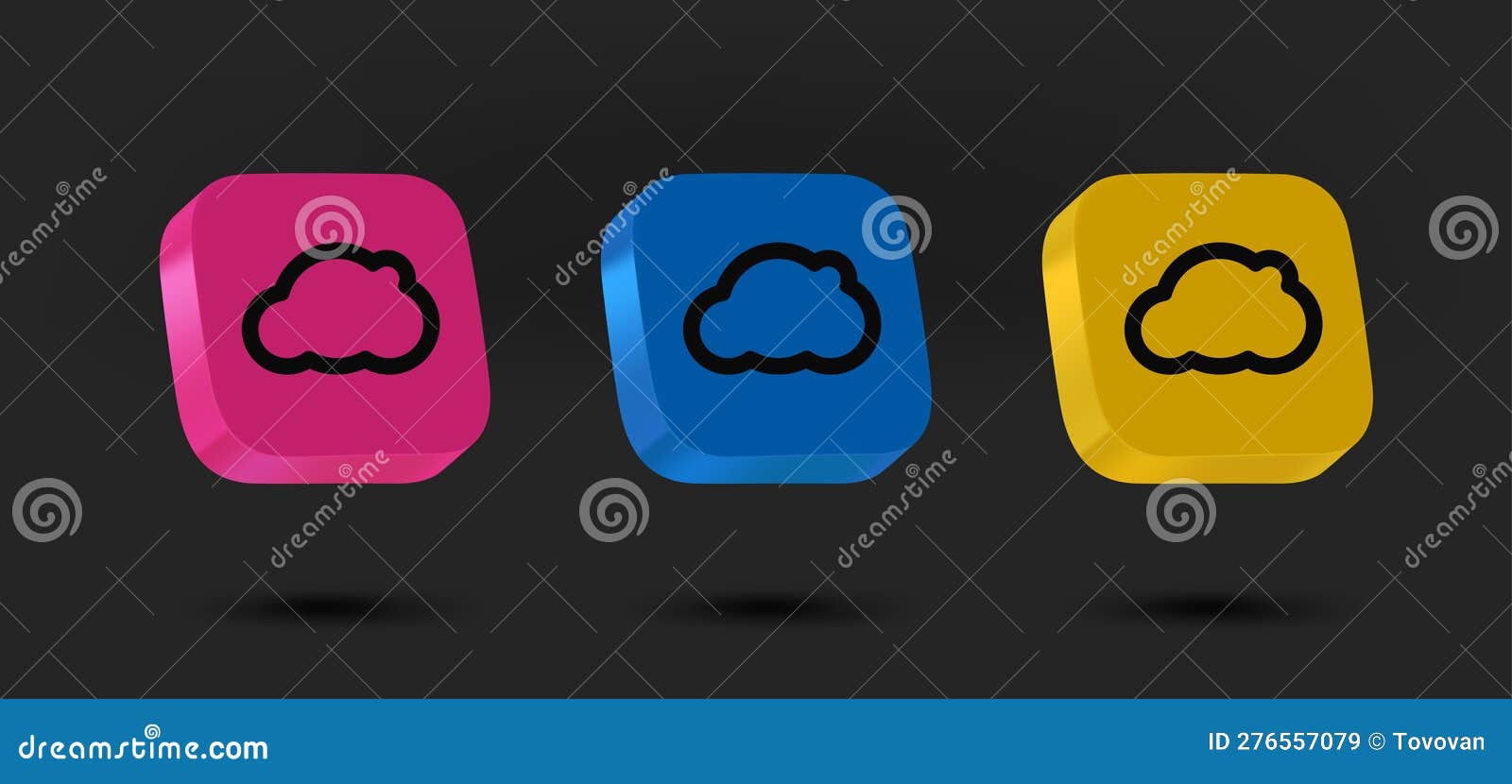 Color Cloud Icons Collection. 3d Vector Isolated on Black Background ...