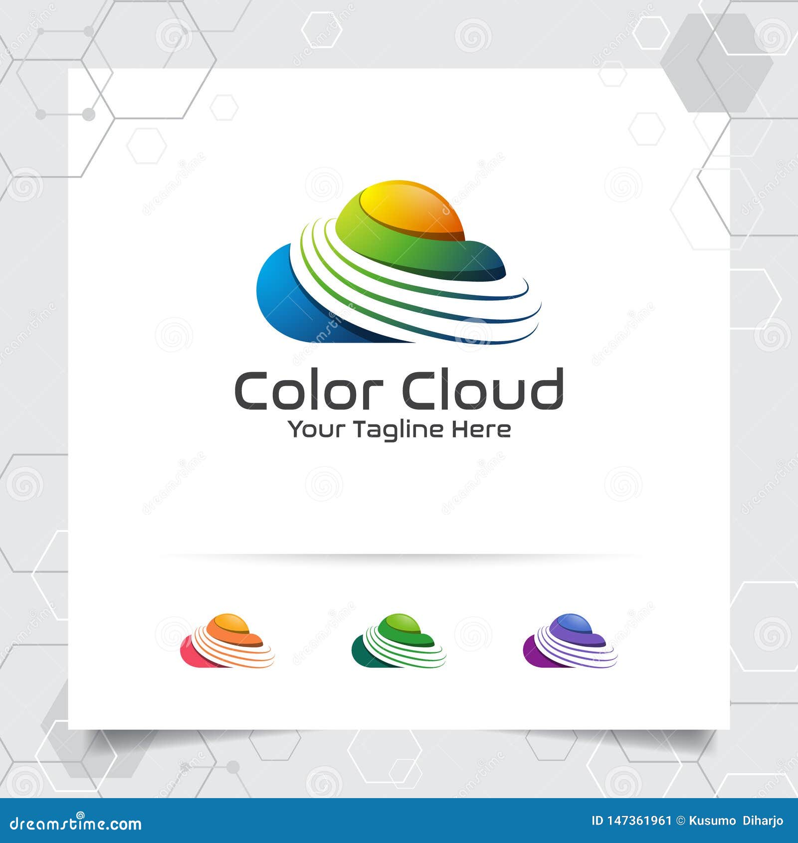 Color Cloud Logo Vector Design with Concept of Modern Colorful Cloud ...