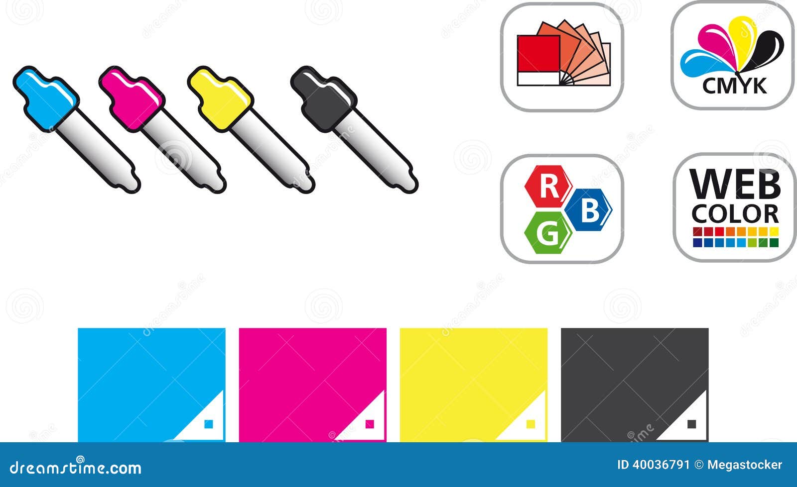 Color CMYK Icon Set stock vector. Illustration of design - 40036791