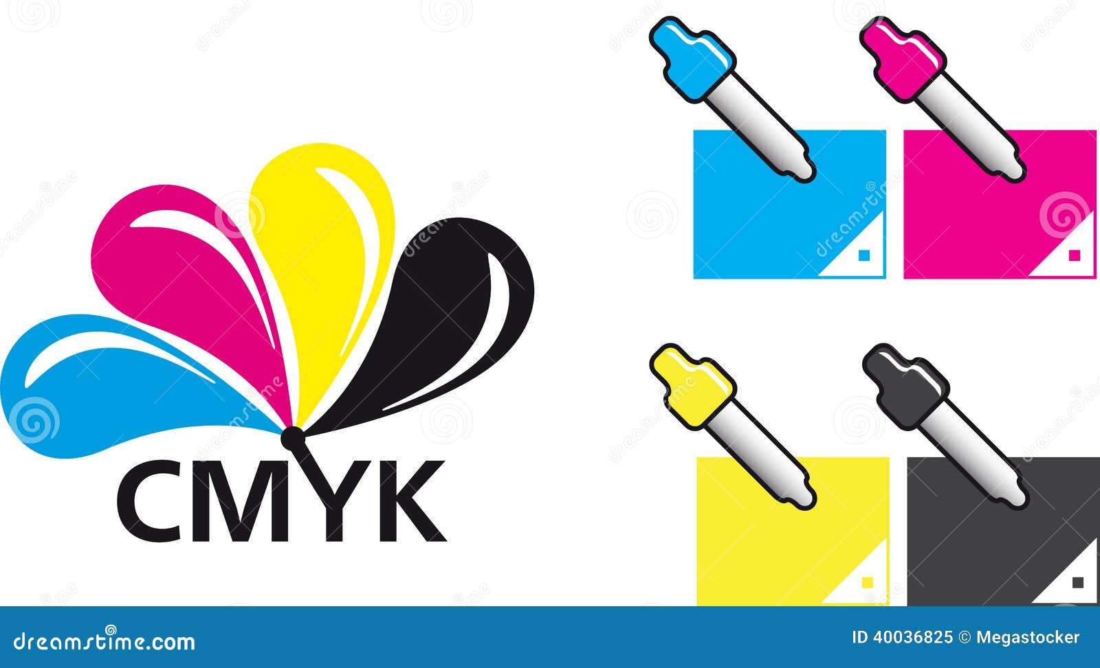 Color CMYK Icon Set stock vector. Illustration of dropper - 40036825