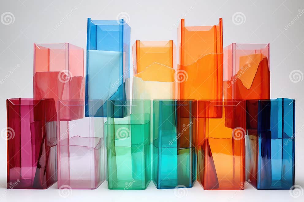 Color-coded Bins for Sorting Paper, Plastic, and Glass Stock Photo ...