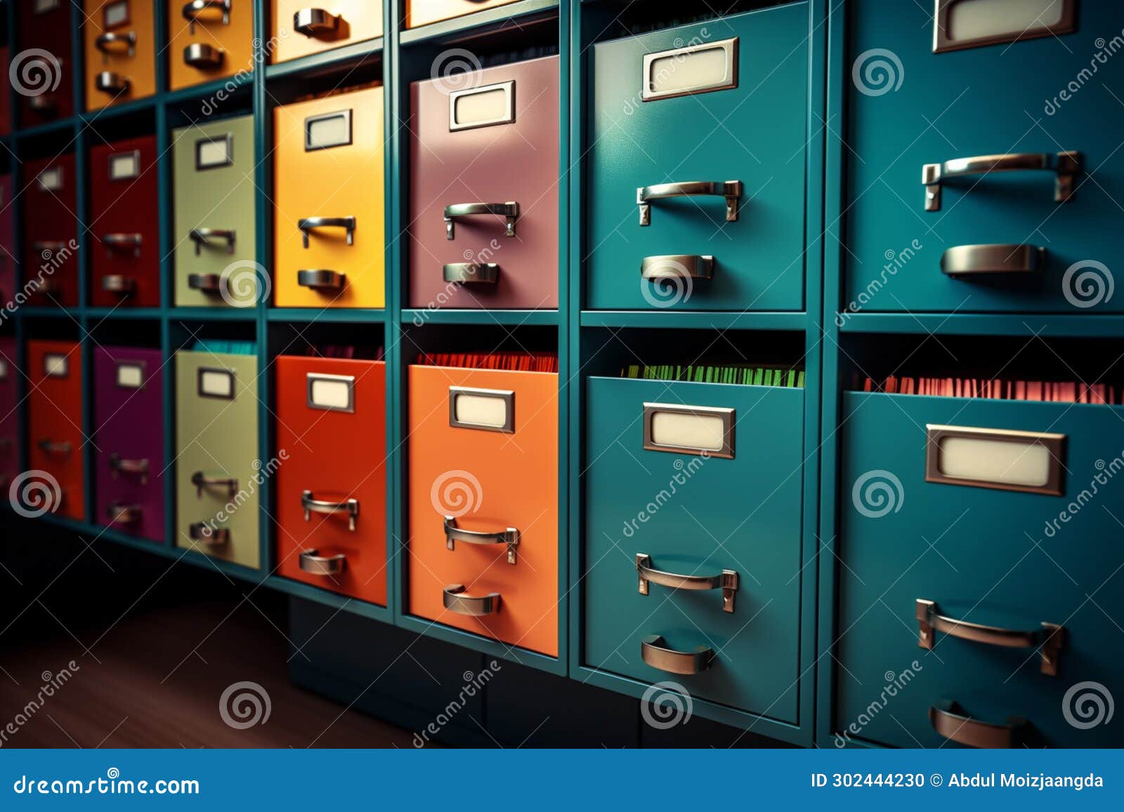 Color Coded Folders Neatly Arranged in a Practical Archive File Cabinet ...