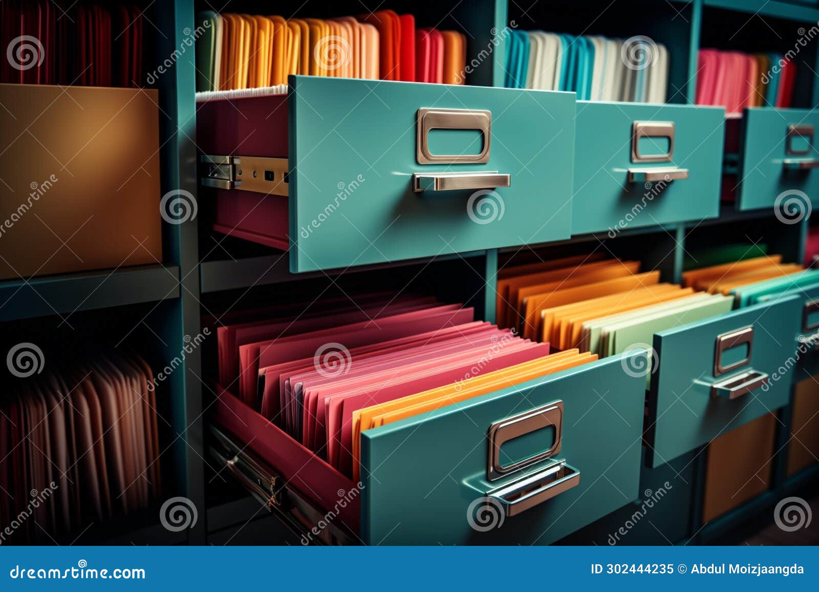 Color Coded Folders Neatly Arranged in a Practical Archive File Cabinet ...