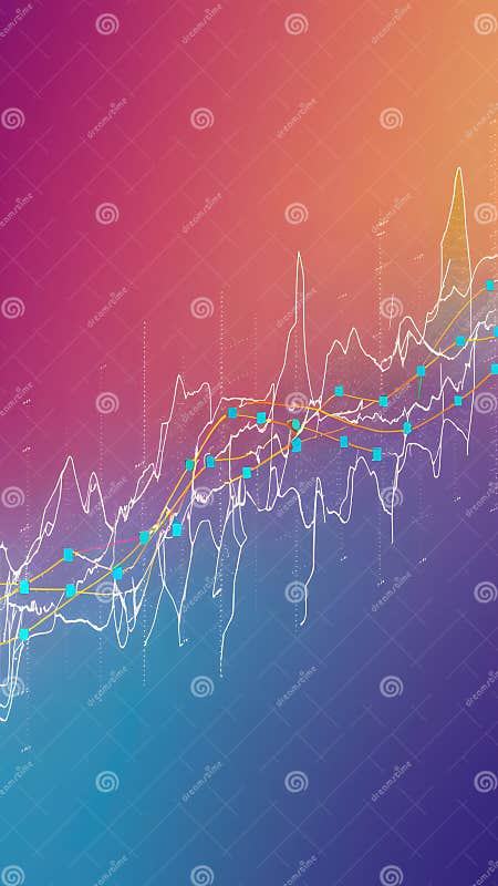 Color Coded Line Graph on Gradient Pink Blue Background, Depicting Data ...
