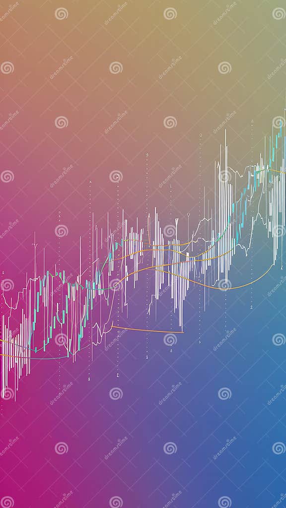 Color Coded Line Graph on Gradient Pink Blue Background, Depicting Data ...