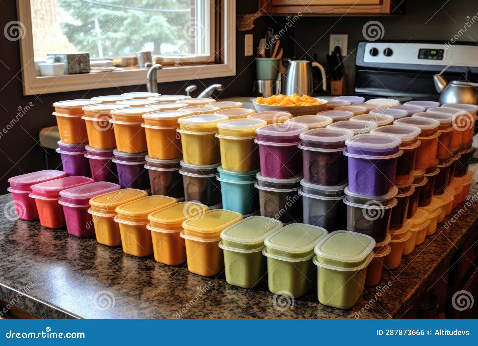 Color-coded Meal Prep Containers for Organization Stock Photo - Image ...