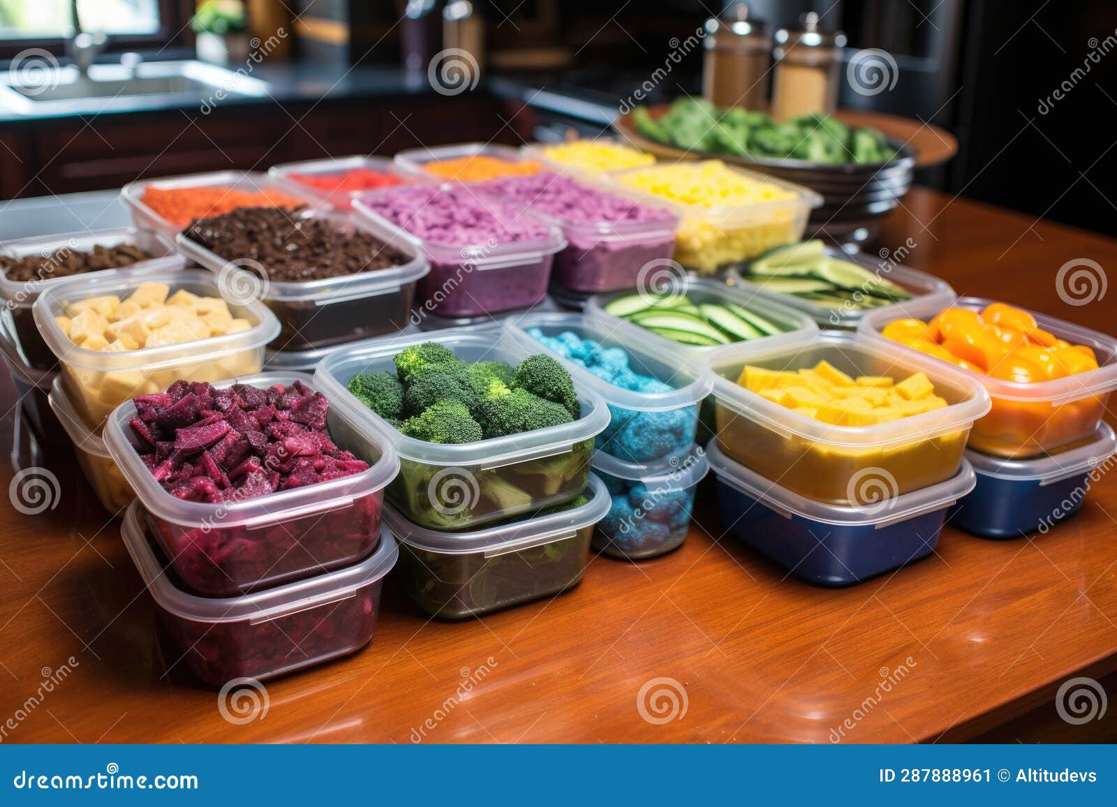 Color-coded Meal Prep Containers for Organization Stock Image - Image ...
